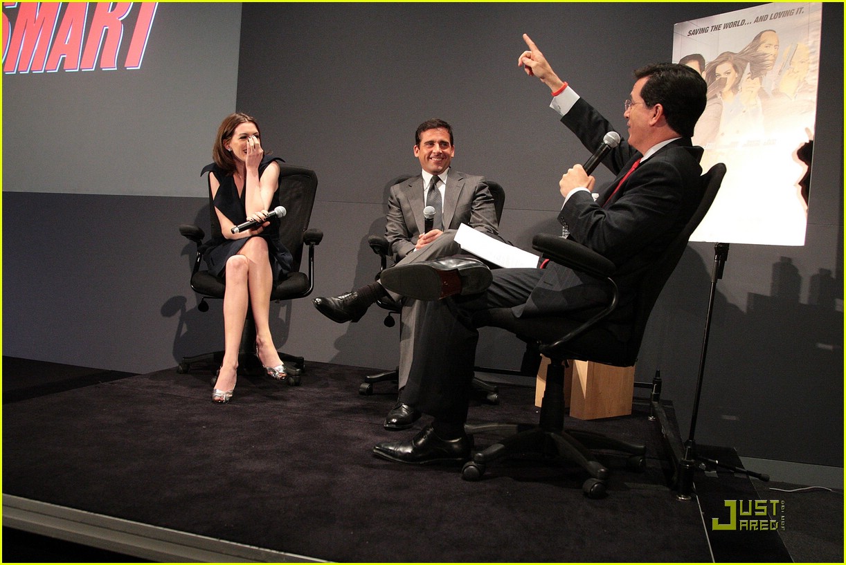 Anne Hathaway and Steve Carell Get Smart with Stephen Colbert: Photo ...