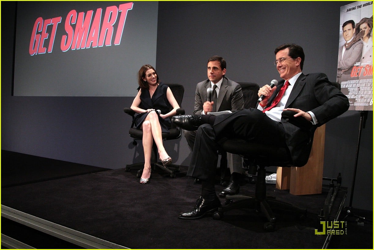 Anne Hathaway and Steve Carell Get Smart with Stephen Colbert: Photo ...