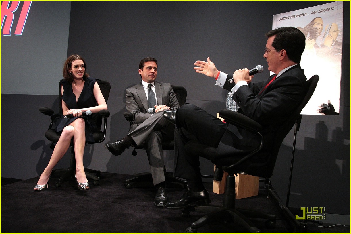Anne Hathaway and Steve Carell Get Smart with Stephen Colbert: Photo ...