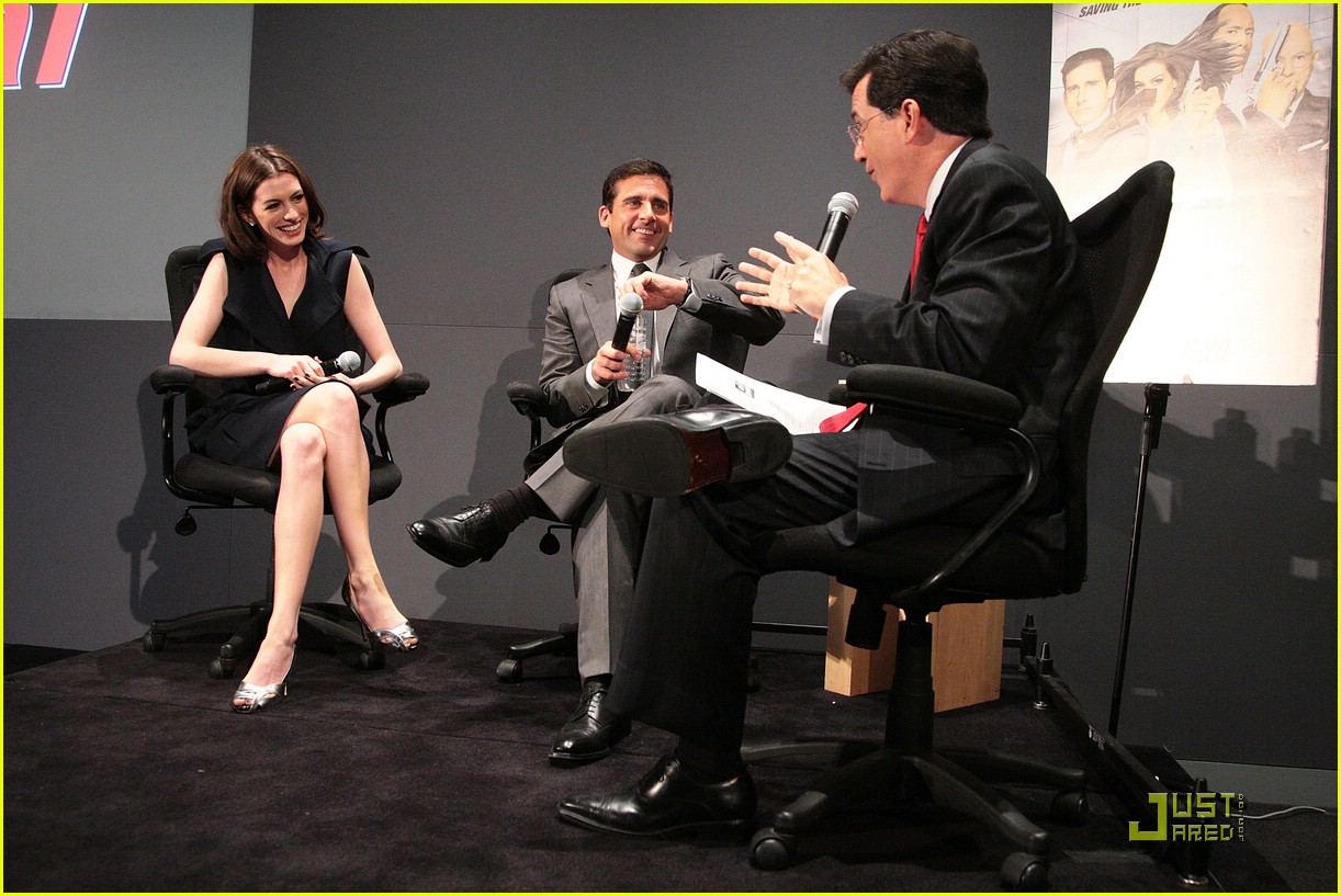 Anne Hathaway and Steve Carell Get Smart with Stephen Colbert: Photo ...