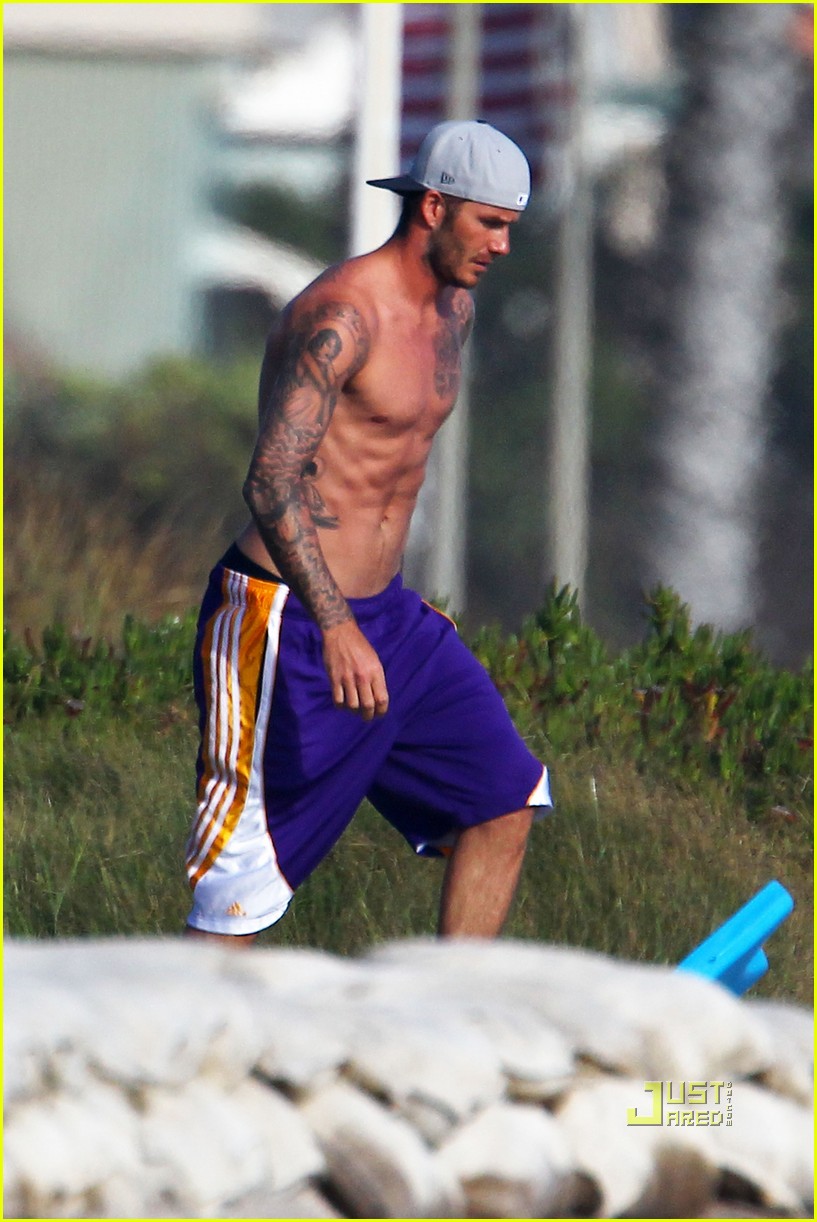 David Beckham: Shirtless Surfing with a Bodyguard: Photo 2572609 ...