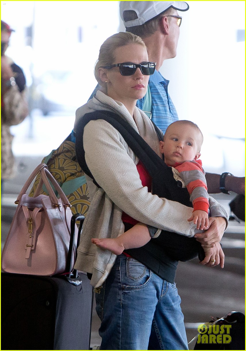 January Jones & Xander: Traveling Twosome: Photo 2671516 | Celebrity ...