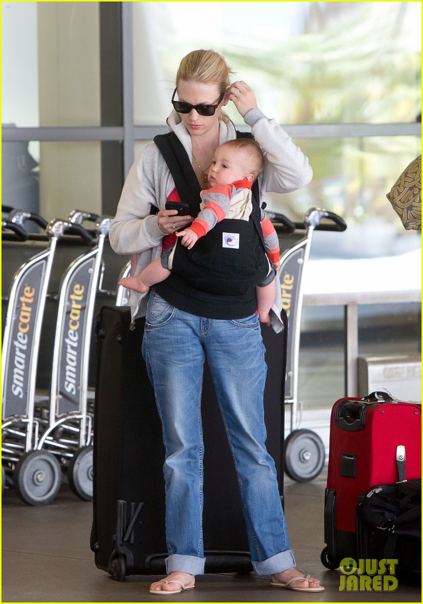 January Jones & Xander: Traveling Twosome: Photo 2671517 | Celebrity ...