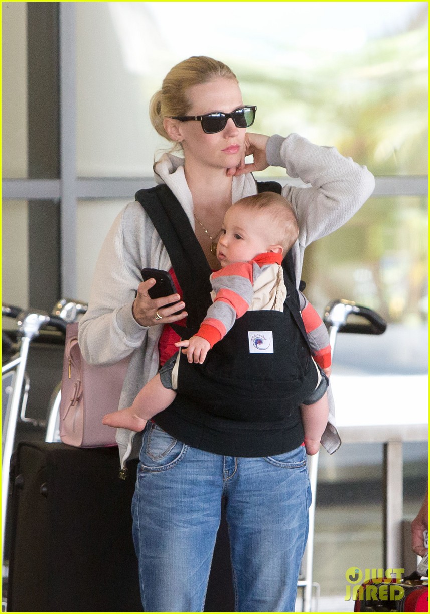 January Jones & Xander: Traveling Twosome: Photo 2671518 | Celebrity ...