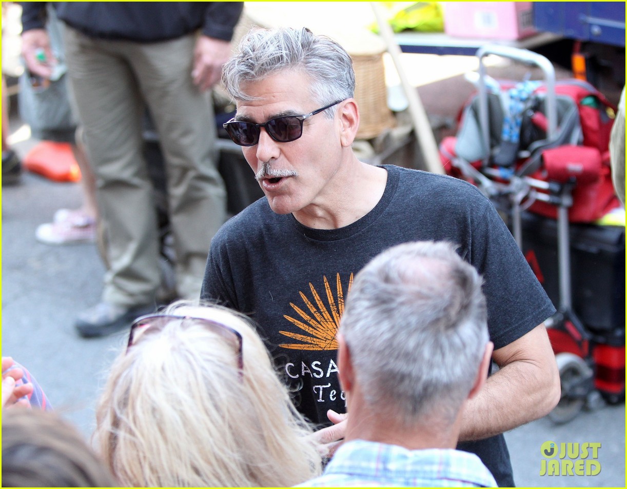 George Clooney Greets Fans on 'Monuments Men' Set: Photo 2885859 ...