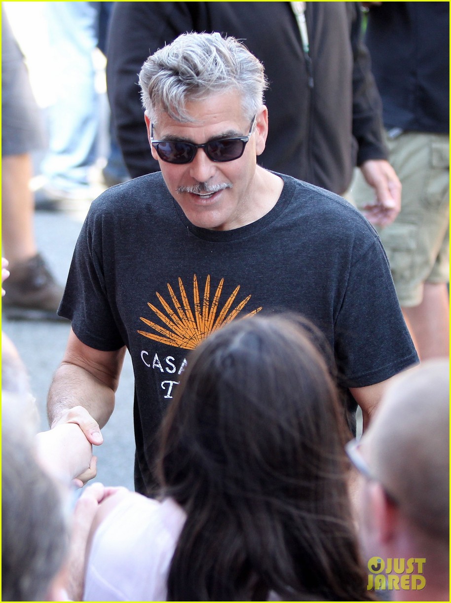 George Clooney Greets Fans on 'Monuments Men' Set: Photo 2885863 ...