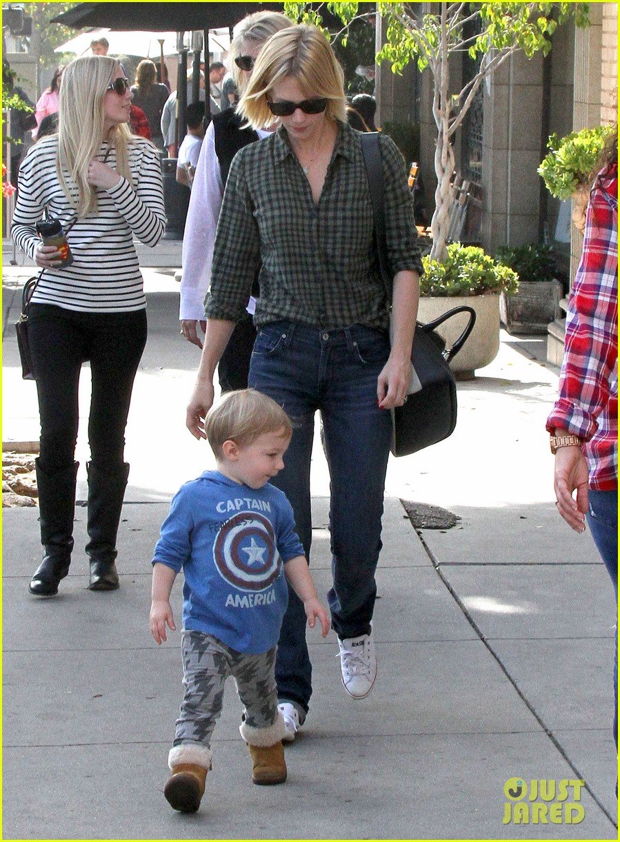 January Jones Takes Baby Boy Xander to Lunch with Friends: Photo ...