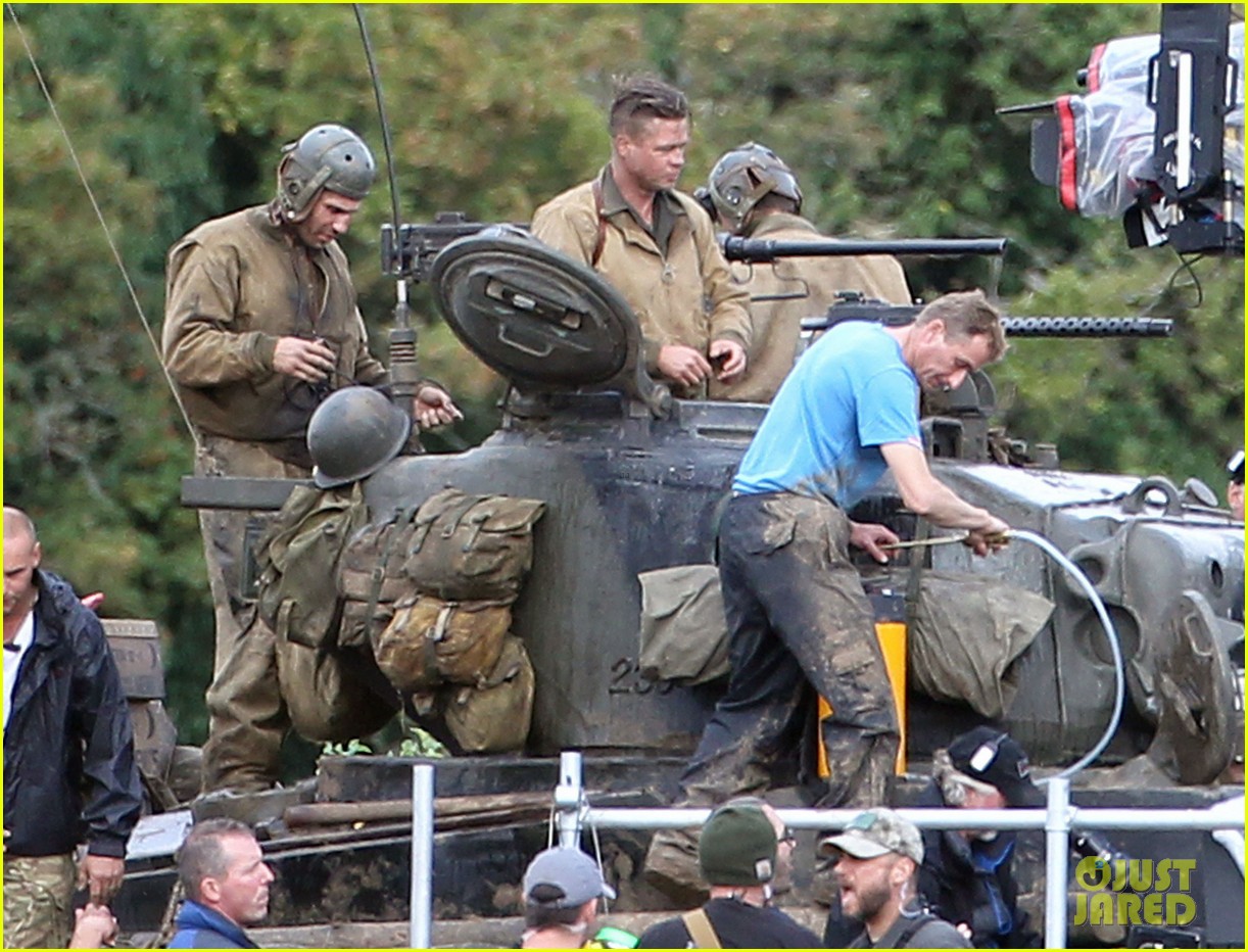 Brad Pitt & Shia LaBeouf Continue Filming 'Fury' Tank Scenes: Photo ...