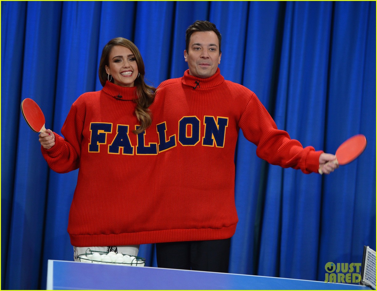 Jessica Alba Gets Into Jimmy Fallon's Sweater on 'Late Night'!: Photo ...