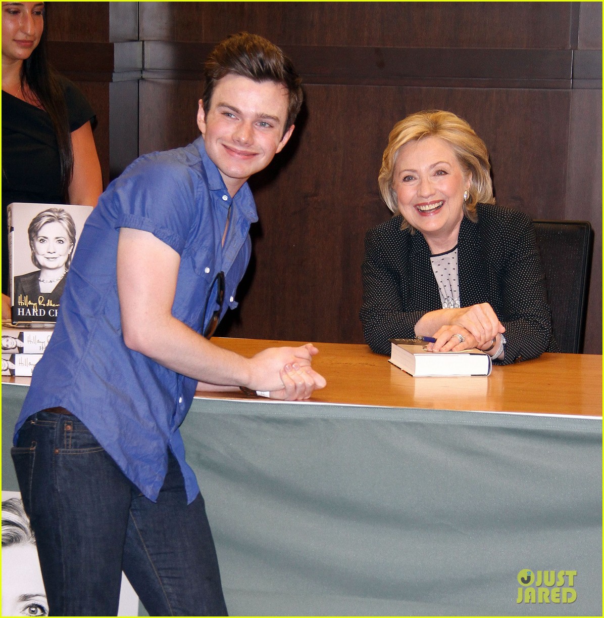 Hillary Clinton Surprised by Chris Colfer at Book Signing: Photo ...