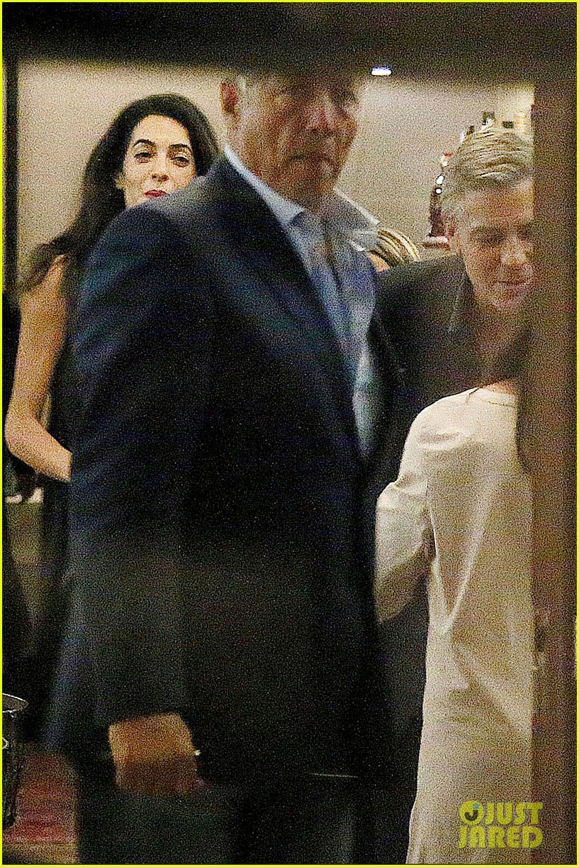 George Clooney & Fiancee Amal Alamuddin Make It a Family Night in Italy ...