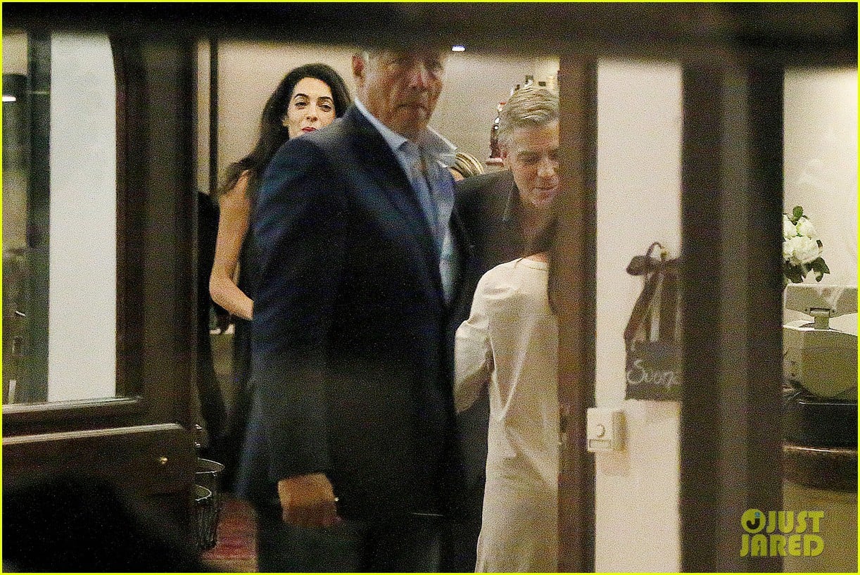 George Clooney & Fiancee Amal Alamuddin Make It a Family Night in Italy ...