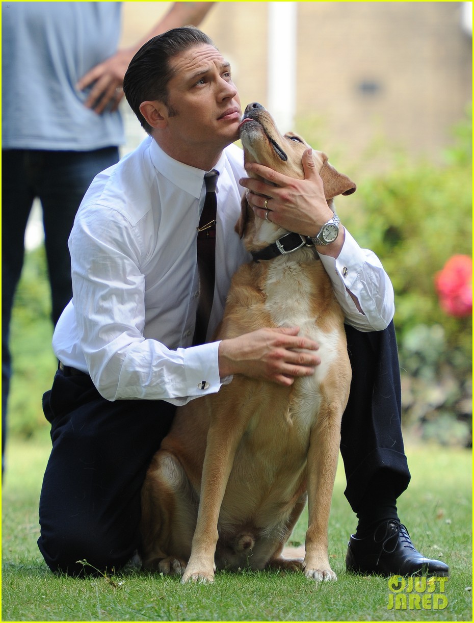 Tom Hardy Gets Playful with a Pup on the Set of Legend - See the Pics ...