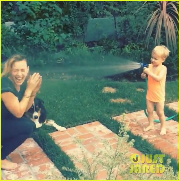 Hilary Duff's Son Luca Sprays Her with Water in Cute Video!: Photo ...