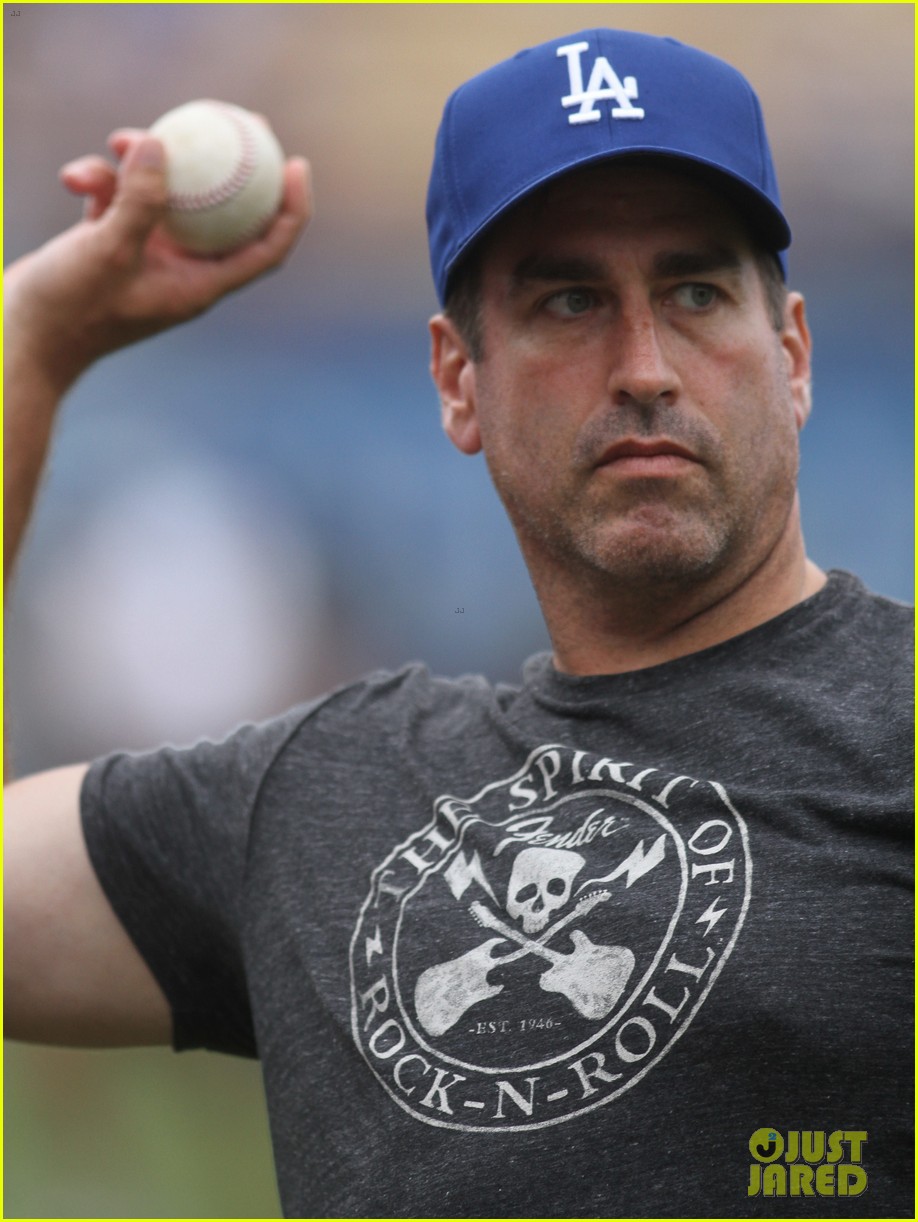 'Let's Be Cops' Stars Jake Johnson & Rob Riggle Throw Out First Pitch ...