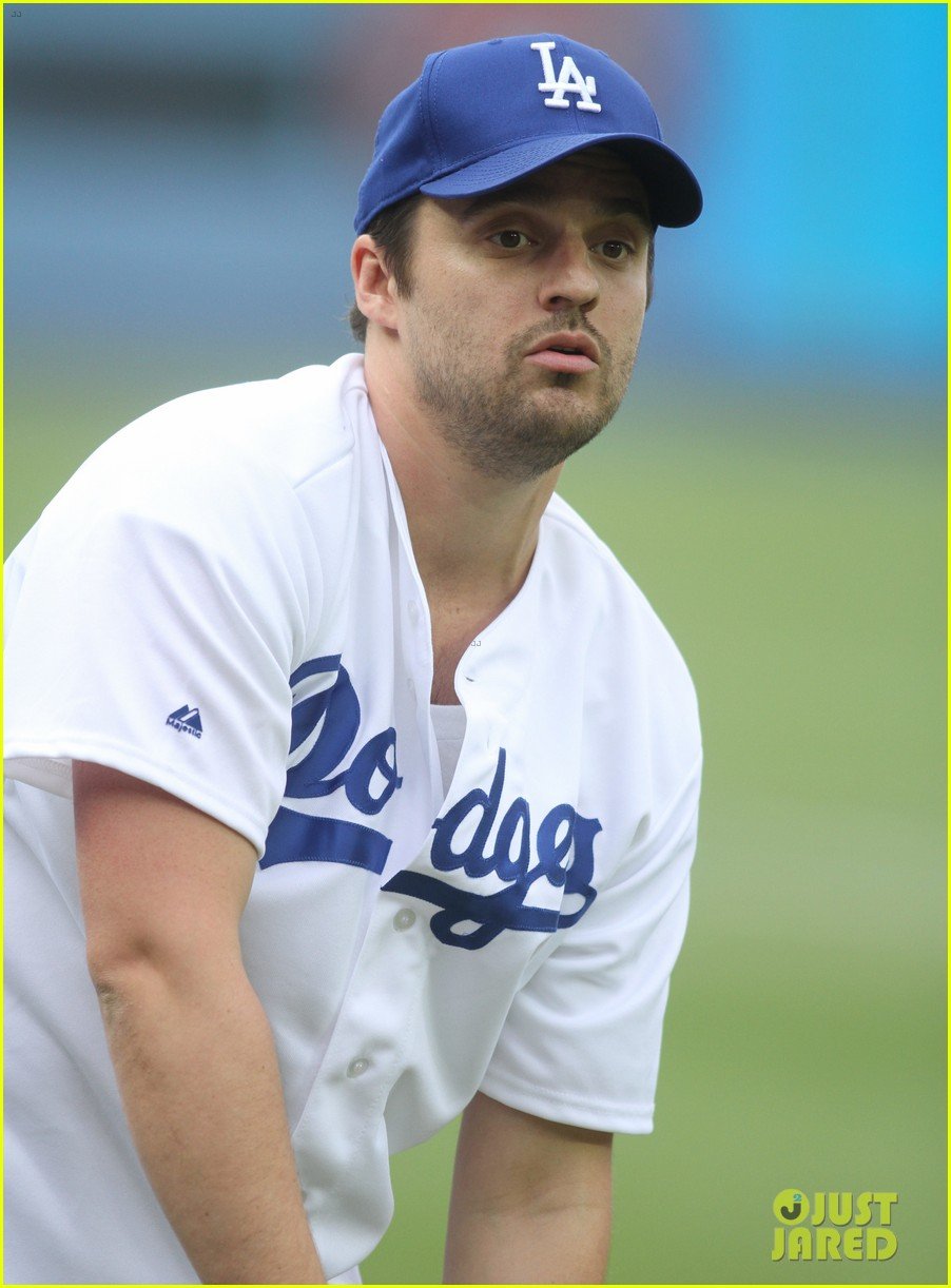 'Let's Be Cops' Stars Jake Johnson & Rob Riggle Throw Out First Pitch ...