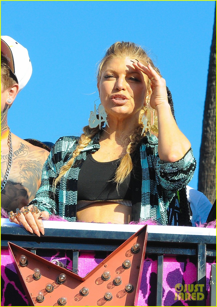 Fergie Parties on a Bus for 'L.A. Love (La La)' Music Video Shoot ...