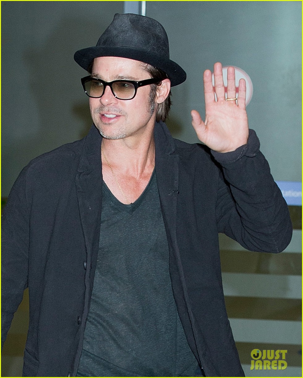 Brad Pitt & Logan Lerman Arrive in South Korea for 'Fury' : Photo ...