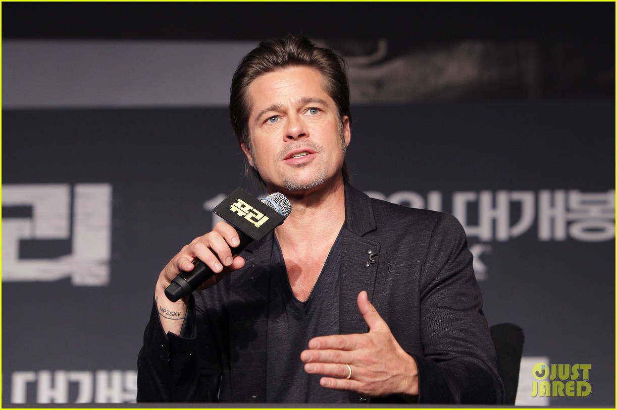 Brad Pitt & Logan Lerman Take the Stage for 'Fury' in Seoul!: Photo ...