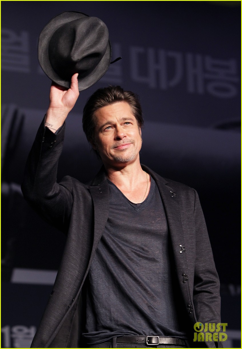 Brad Pitt & Logan Lerman Take the Stage for 'Fury' in Seoul!: Photo ...