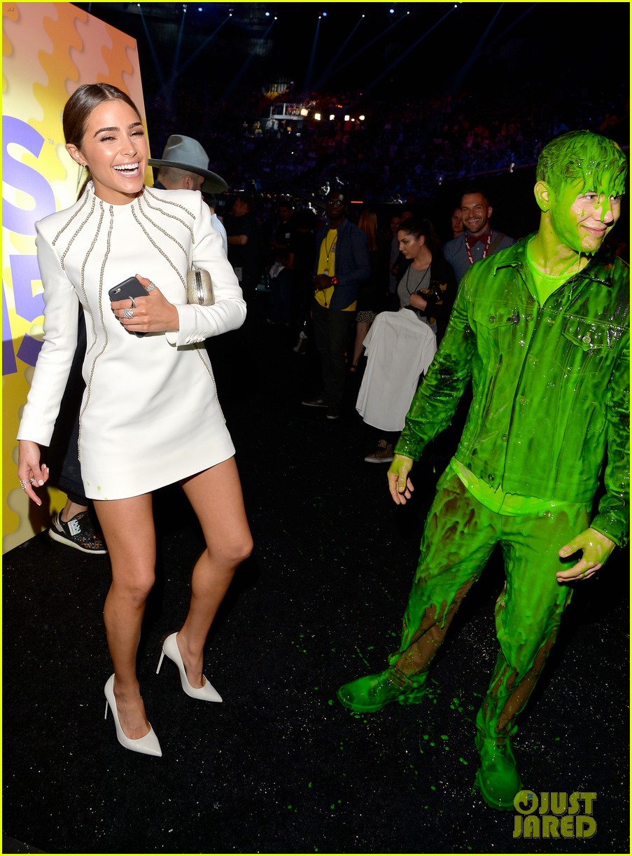 Nick Jonas Gets Slimed & Attempts to Hug Girlfriend Olivia Culpo at ...