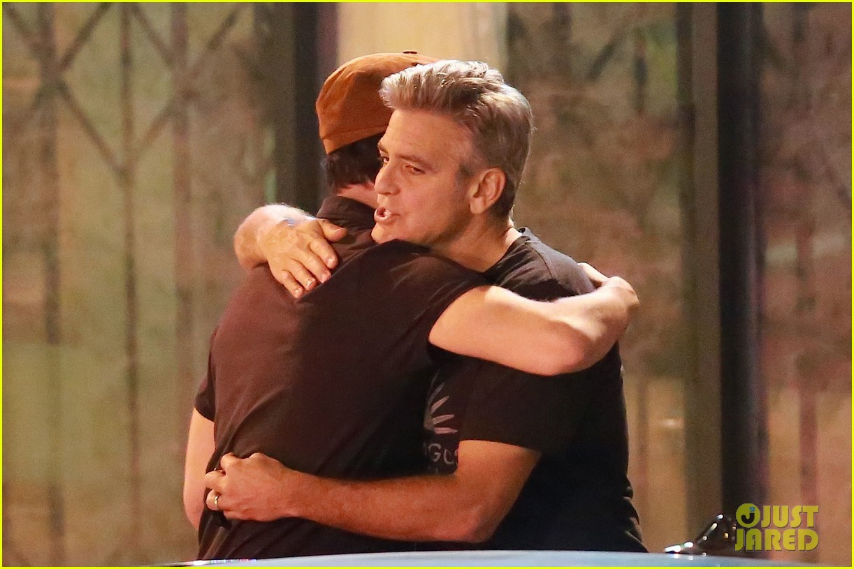 George Clooney & Sacha Baron Cohen Hug It Out After Dinner: Photo ...