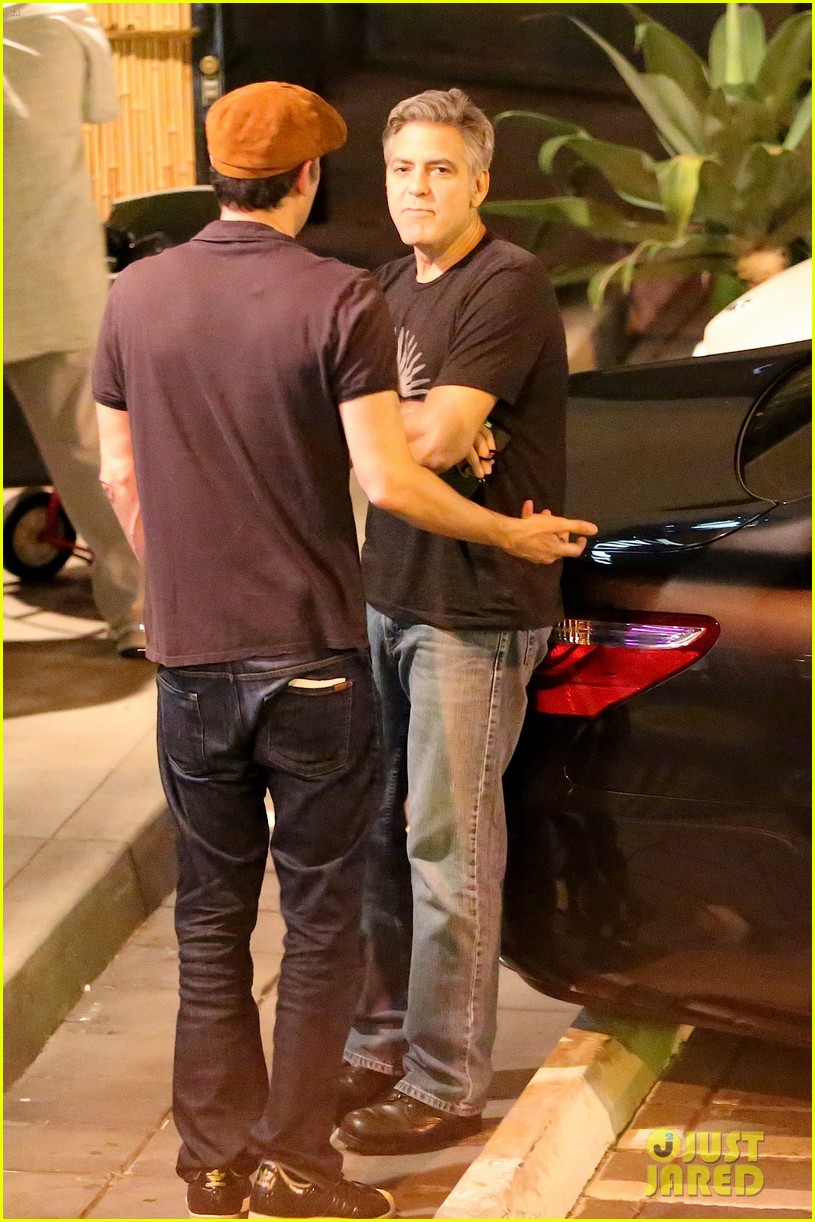 George Clooney & Sacha Baron Cohen Hug It Out After Dinner: Photo ...