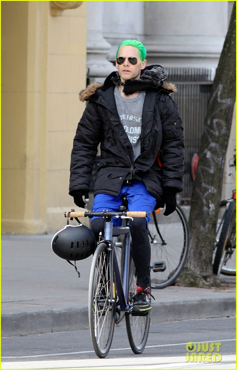 Jared Leto's Green Hair Is Slicked Back for Toronto Bike Ride: Photo ...