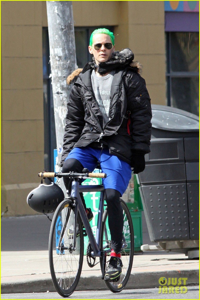 Jared Leto's Green Hair Is Slicked Back for Toronto Bike Ride: Photo ...