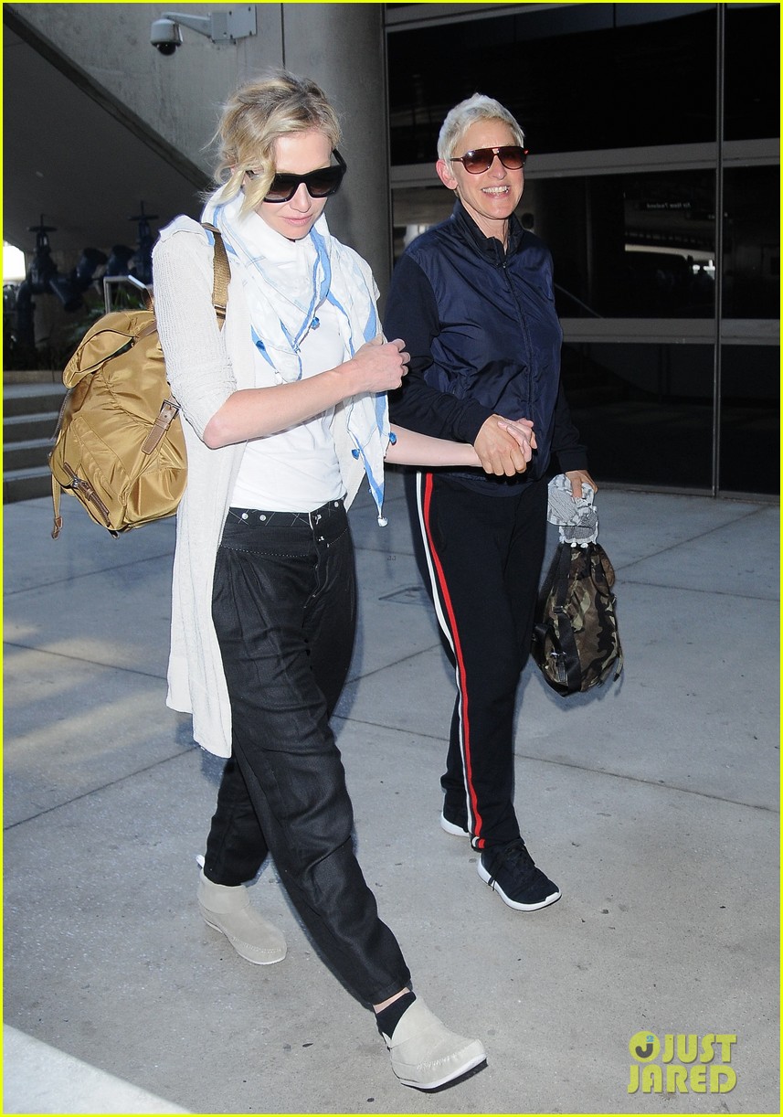 Ellen DeGeneres Holds Hands with Wife Portia de Rossi at LAX: Photo ...