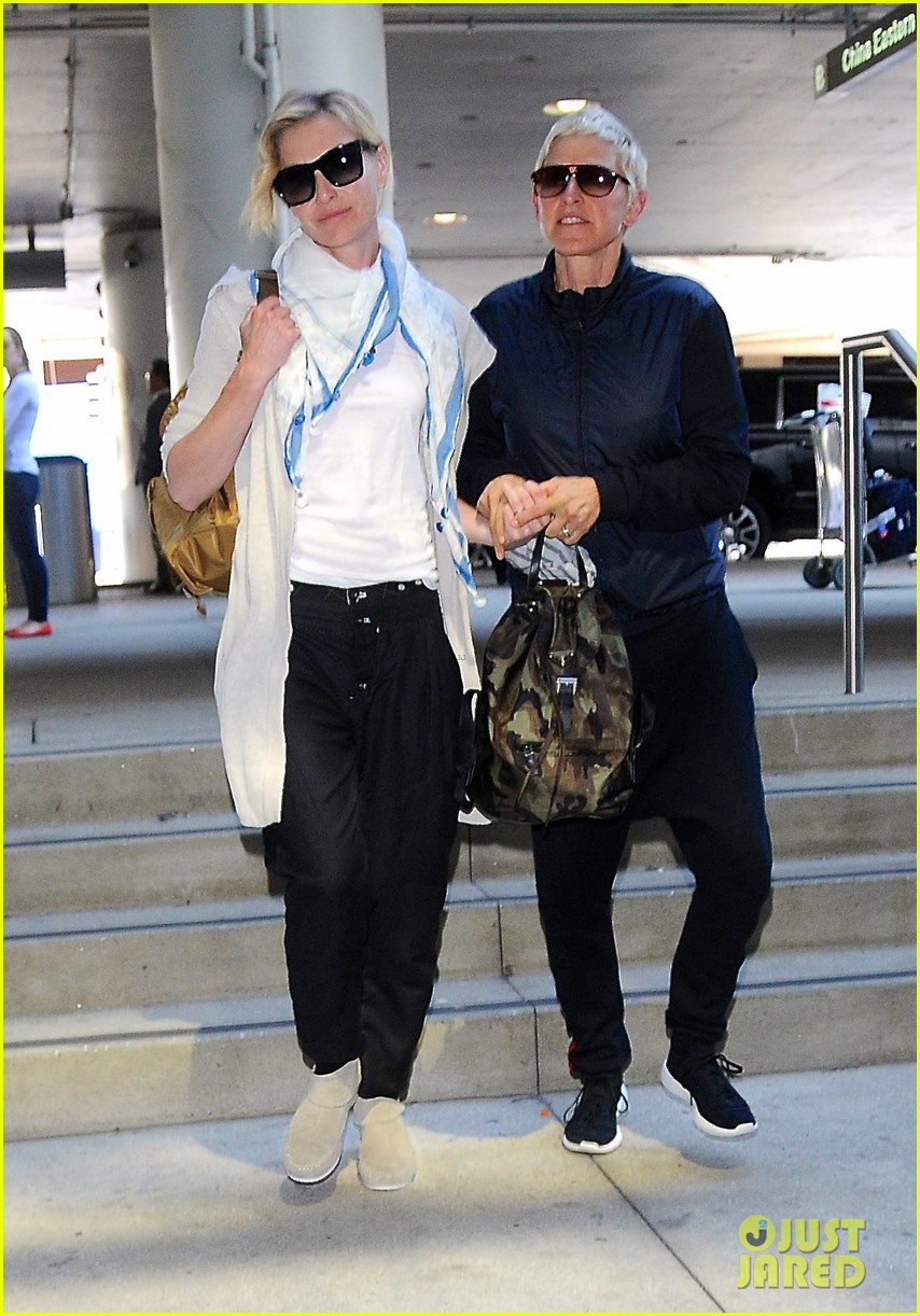 Ellen DeGeneres Holds Hands with Wife Portia de Rossi at LAX: Photo ...