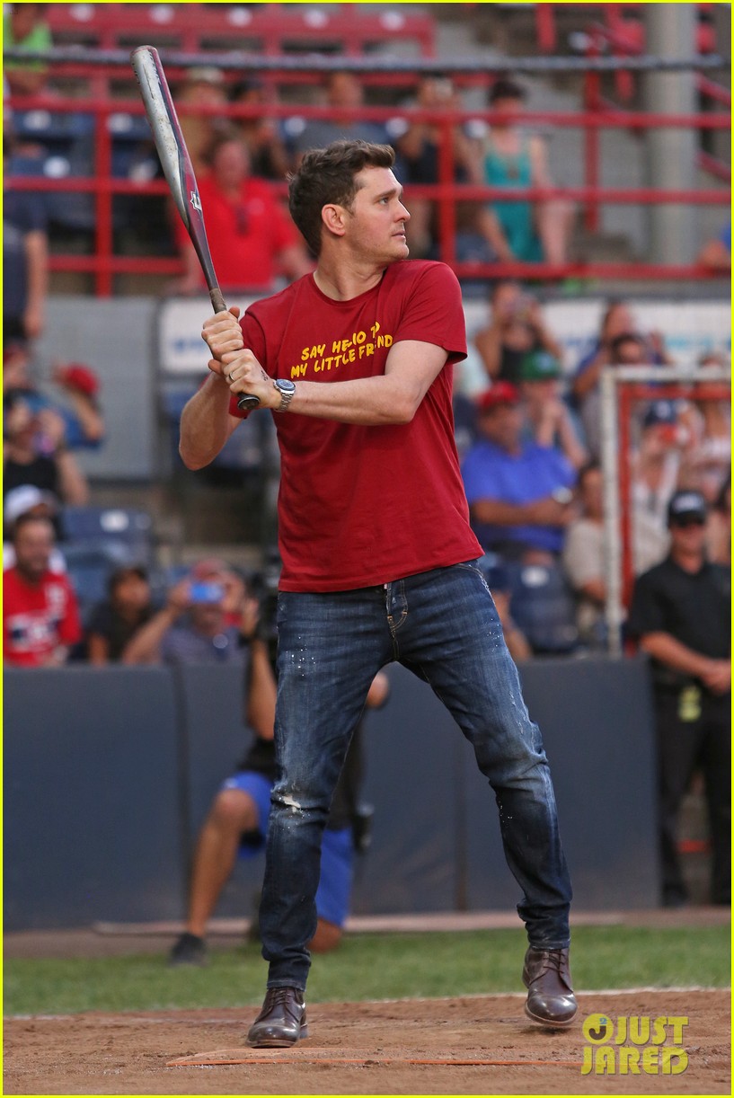 Michael Buble Throws Out First Pitch with Cutie Son Noah!: Photo ...