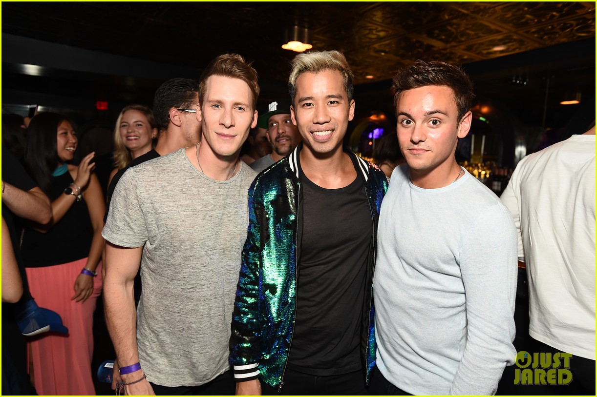 Tom Daley & Dustin Lance Black Couple Up at Just Jared's Wonderland ...