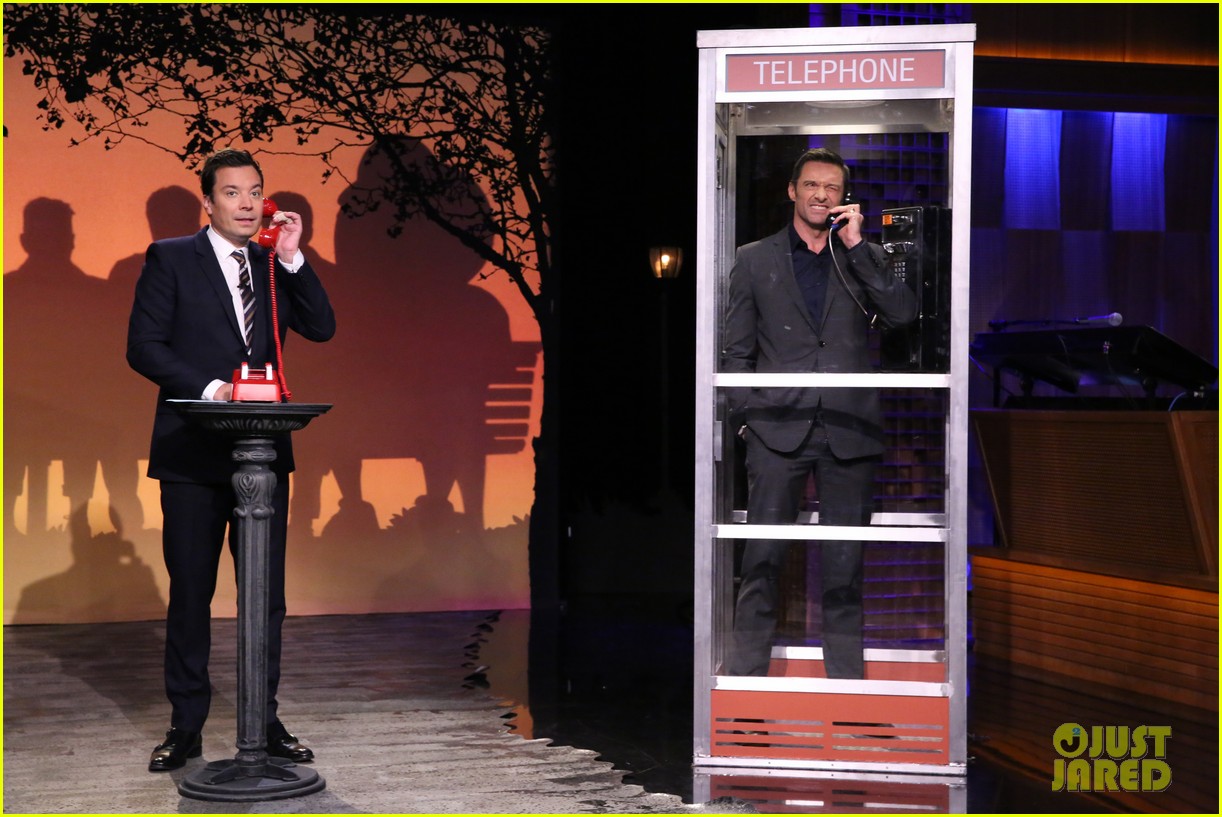 Hugh Jackman Plays Phone Booth with Shaquille O'Neal - Watch Here ...