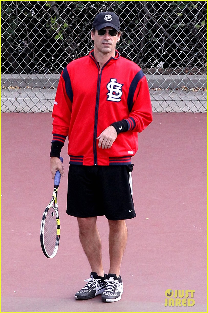 Jon Hamm Sports His Home Team During Tennis Practice: Photo 3525105 ...