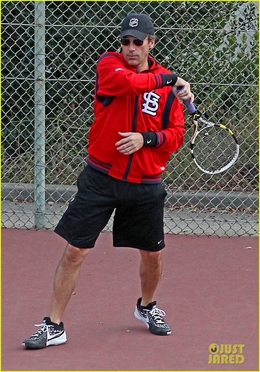 Jon Hamm Sports His Home Team During Tennis Practice: Photo 3525112 ...