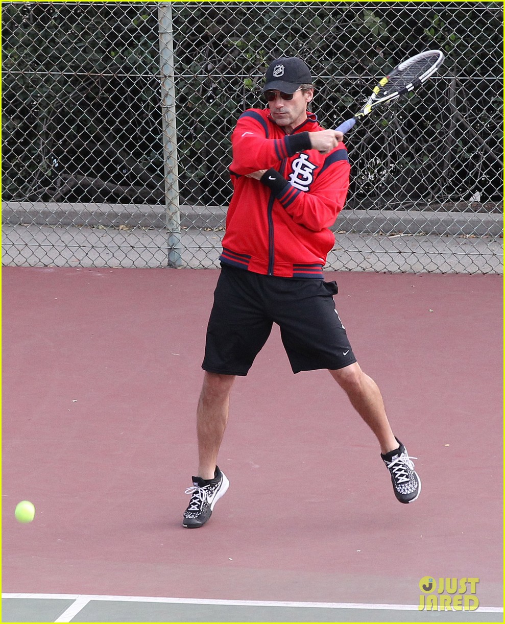 Jon Hamm Sports His Home Team During Tennis Practice: Photo 3525115 ...