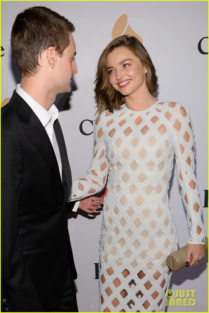 Miranda Kerr & Evan Spiegel Make Their Red Carpet Debut at Clive Davis ...