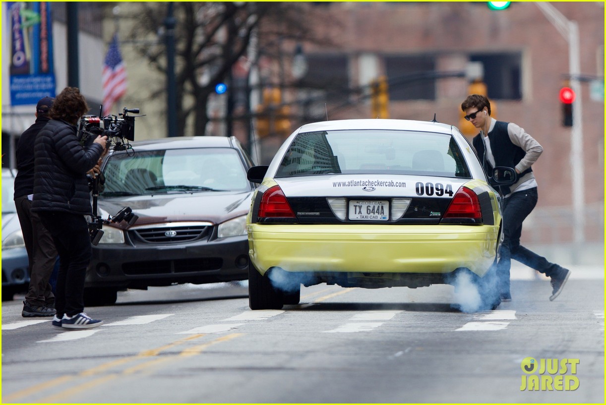 Lily James & Ansel Elgort Listen To Music On Set of 'Baby Driver ...