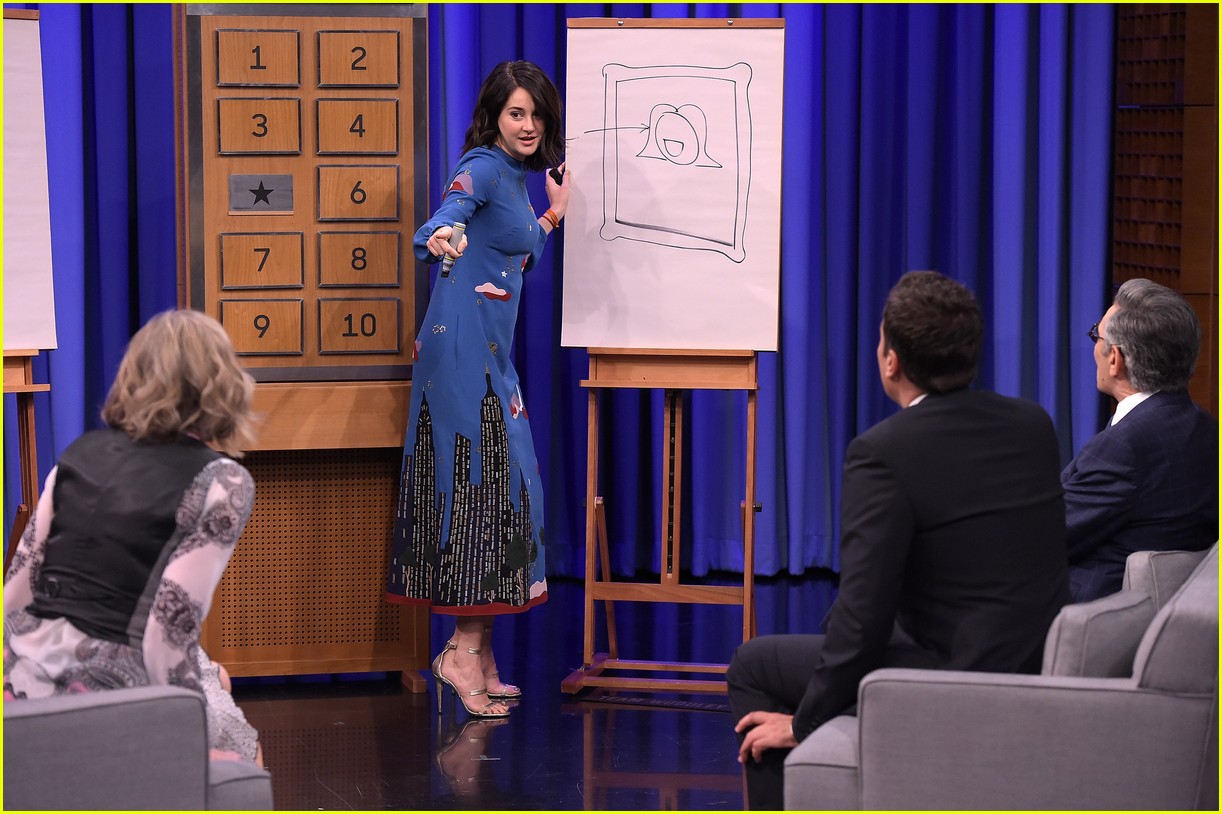 Shailene Woodley Battles Eugene Levy in Pictionary on 'Jimmy Fallon ...