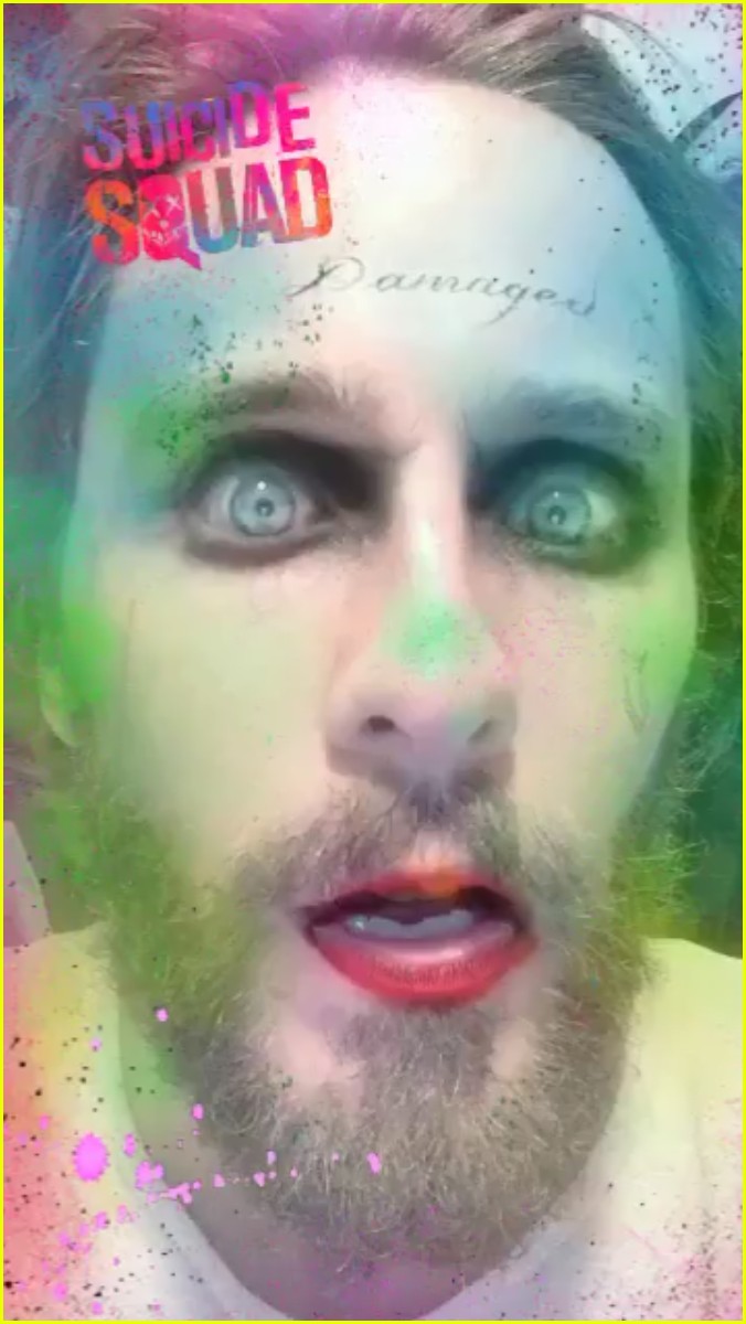 Jared Leto Uses 'Suicide Squad' Snapchat Filter to Become Bearded Joker ...