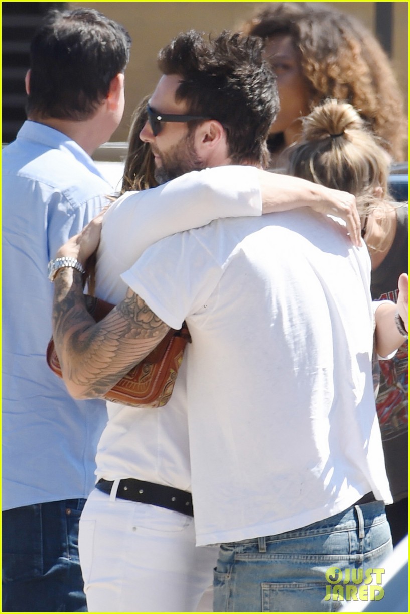 Adam Levine And Christina Aguilera Hugging