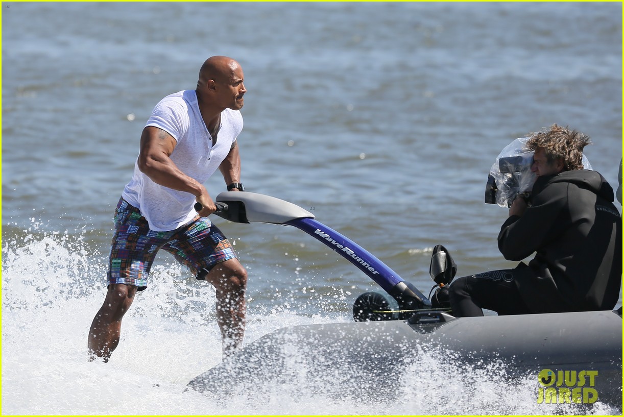 Dwayne Johnson Films 'Baywatch' Action Scenes on the Waves!: Photo ...