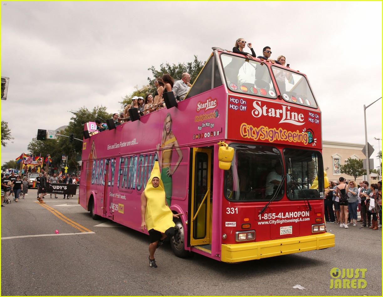 Erin & Sara Foster Ride 'Barely Famous' Bus in LA Pride Parade!: Photo ...