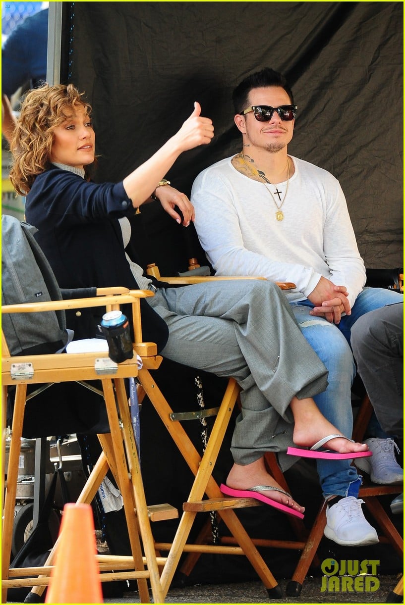 Jennifer Lopez Spends Time With Casper Smart on 'Shades of Blue' Set ...