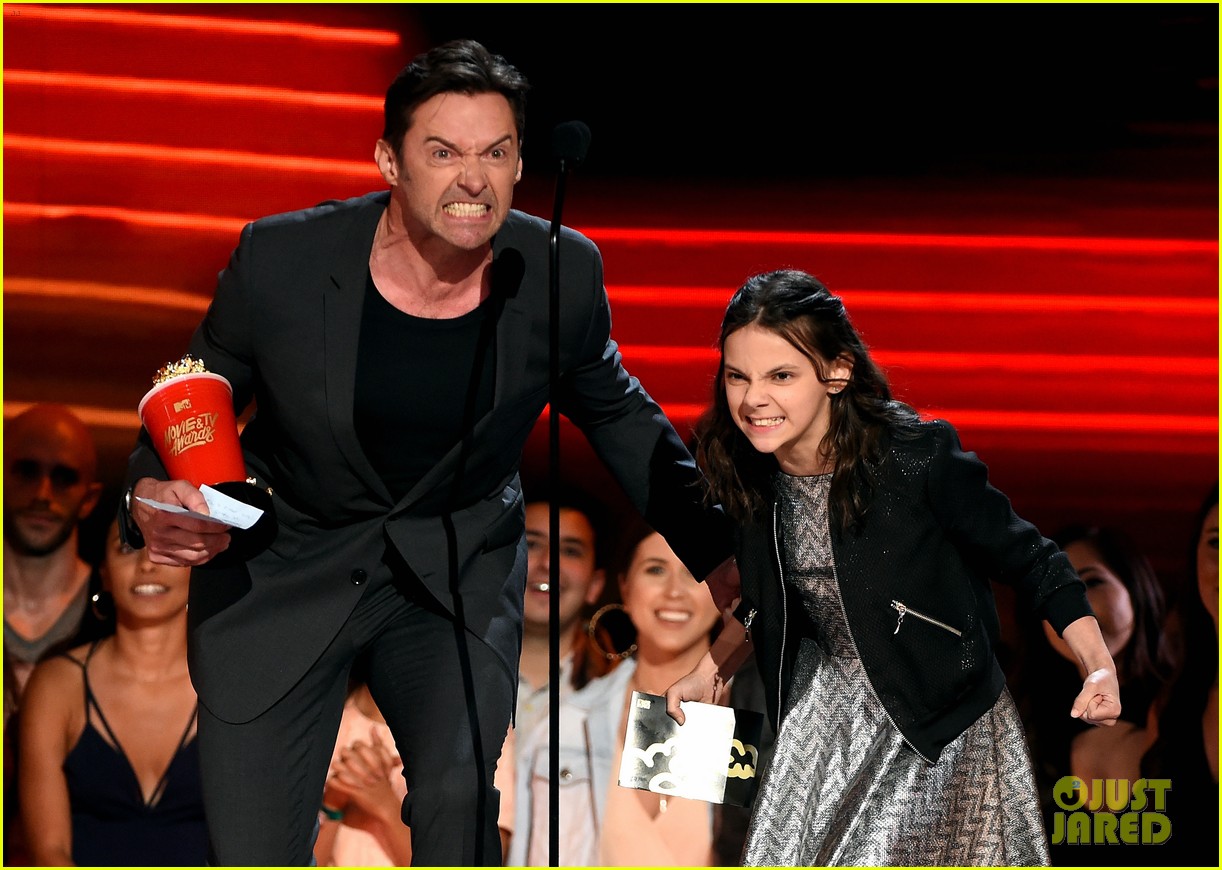 Hugh Jackman & Dafne Keen Win Best Duo, Do Wolverine Growl at MTV ...