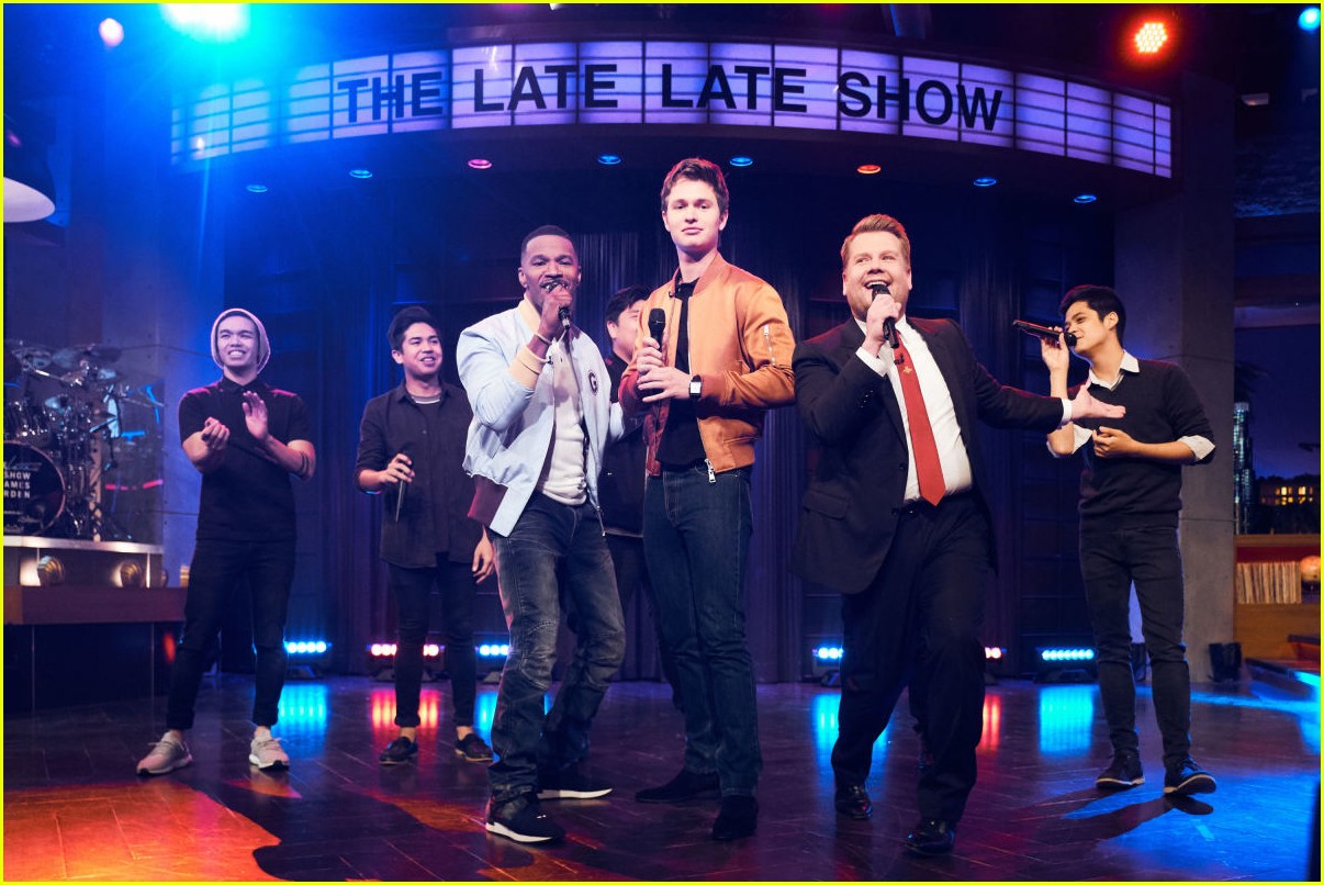 Jamie Foxx, Ansel Elgort, & James Corden Battle in a Riff-Off!: Photo ...