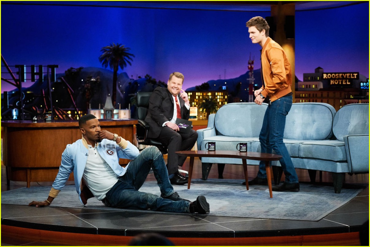 Jamie Foxx, Ansel Elgort, & James Corden Battle in a Riff-Off!: Photo ...