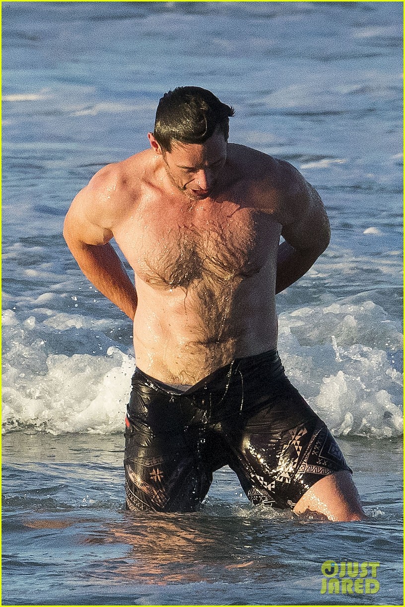 Hugh Jackman Hits the Beach with His Speedo-Clad Trainer!: Photo ...