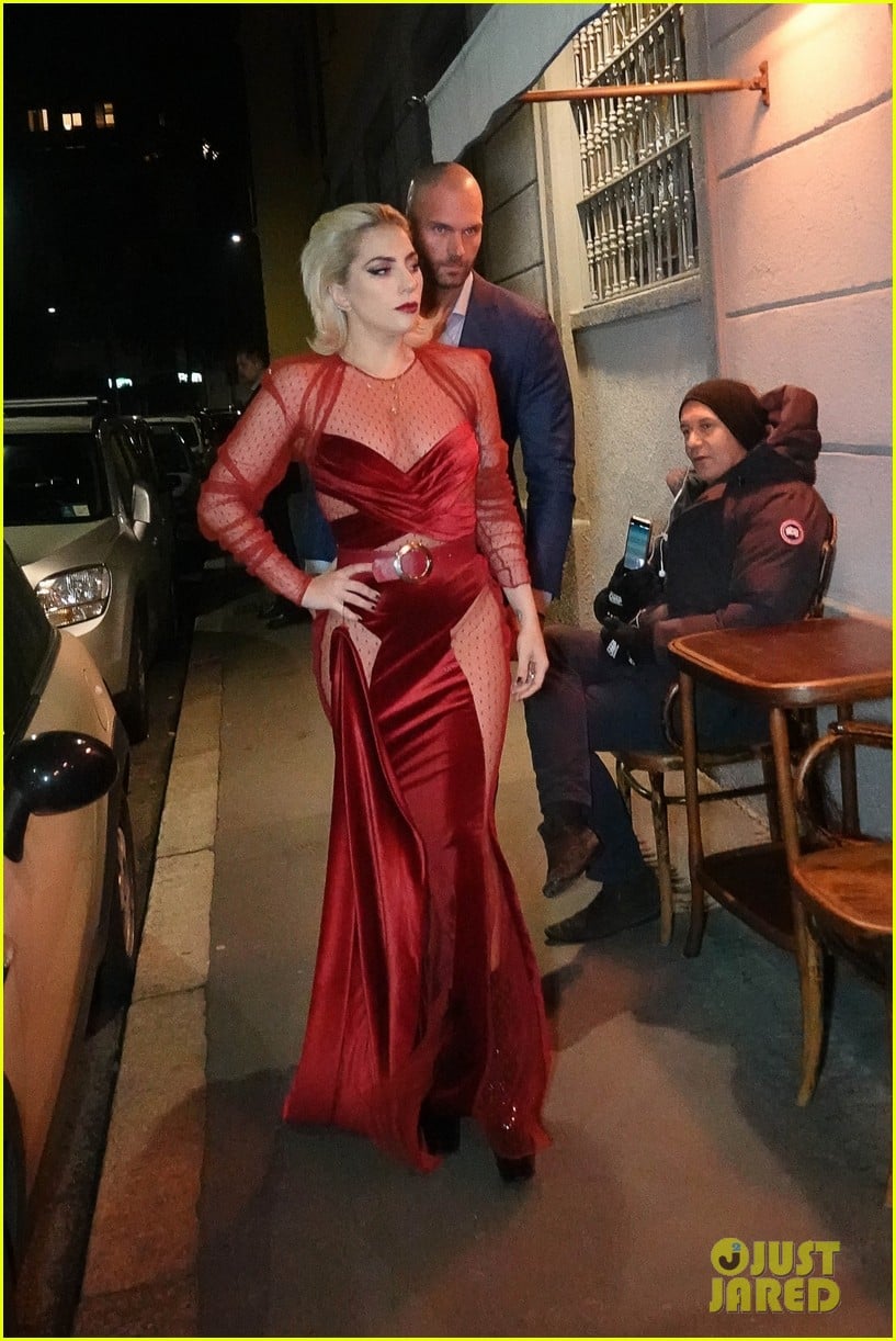 Lady Gaga Brings the Glamour in a Red Gown While Dining in Italy ...
